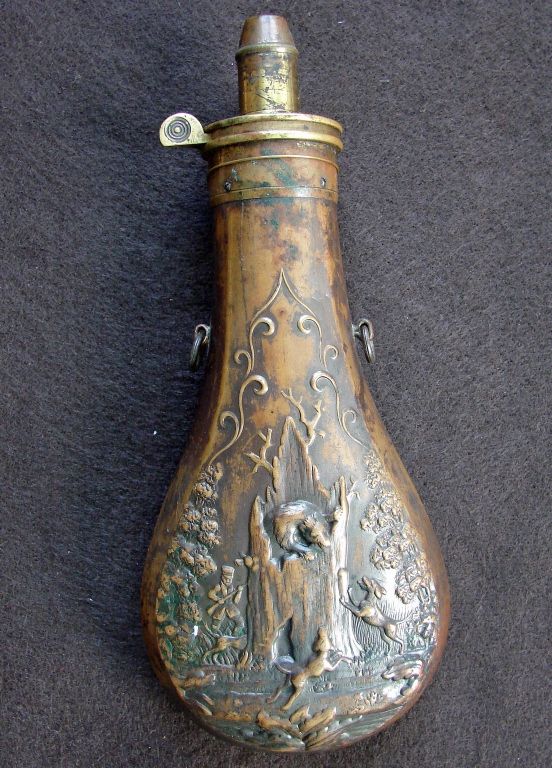 Powder Flask depicting Hunting Dog Scene