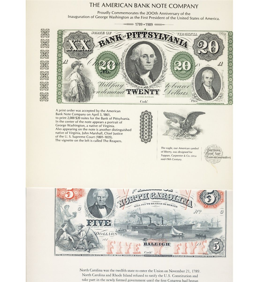 The American Bank Note Company; Souvenir Cards, Includes Rare US ...