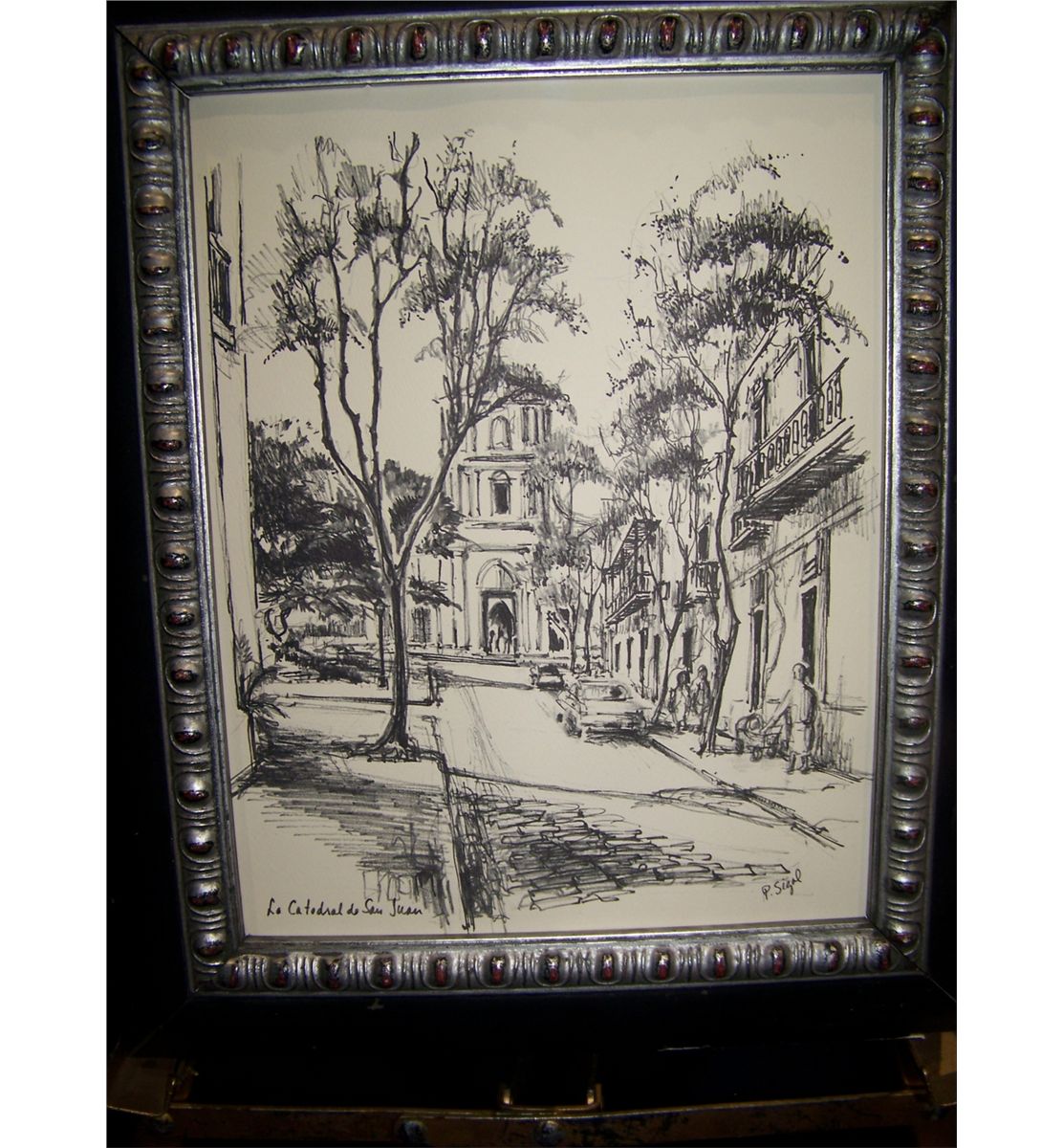 'CATHADRAL DE SAN JUAN" VINTAGE LITHOGRAPH BY P. SIGAL