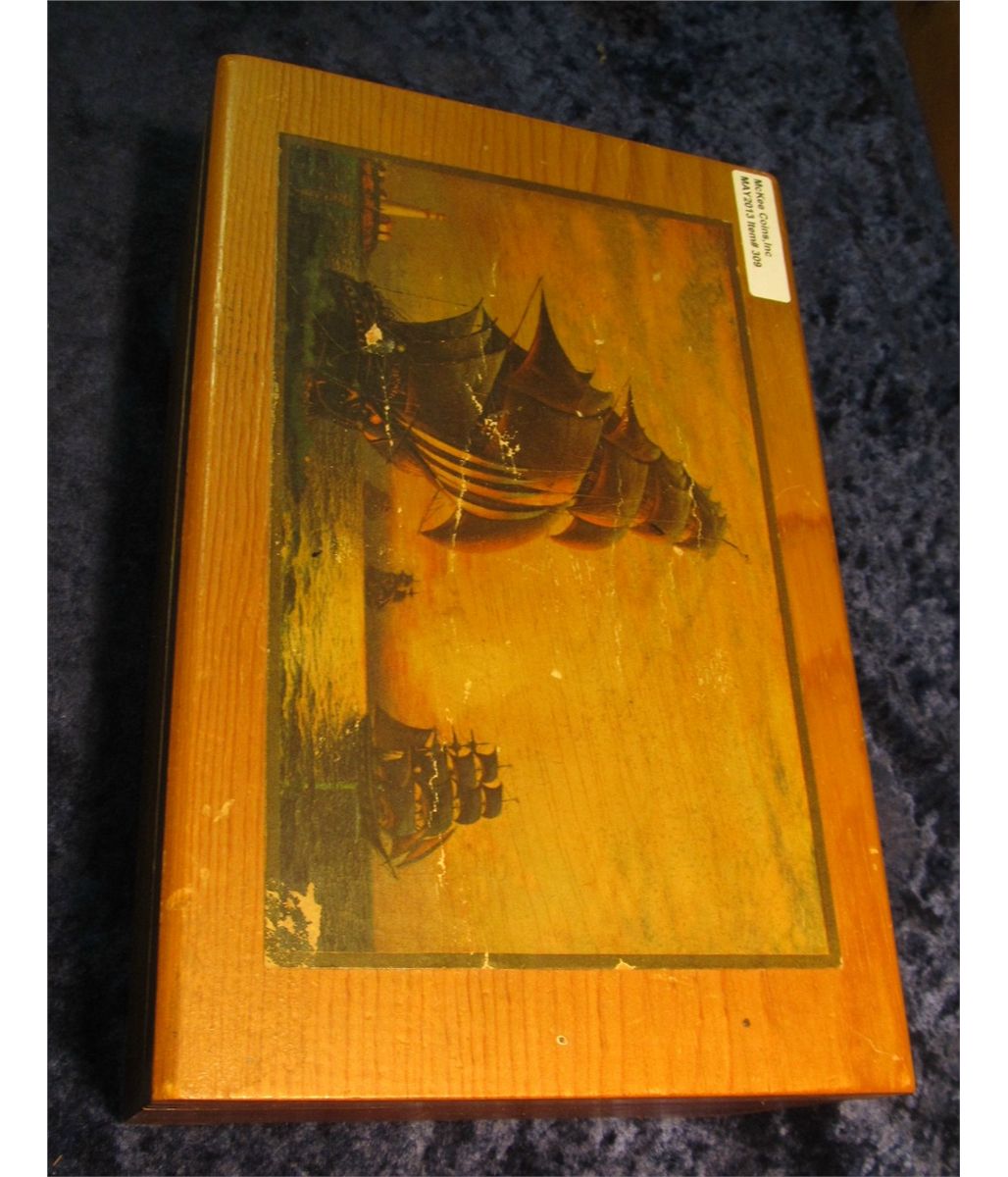 309. Cedar Wood Jewelry Box with Ships & Lighthouse design.