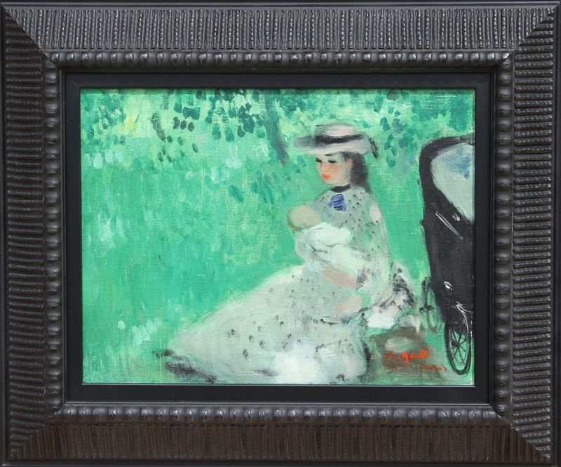 Francois Gall, Seated Woman with Child, Oil Painting