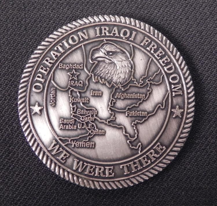 LARGE "OPERATION IRAQI FREEDOM" CHALLENGE COIN -SILVER