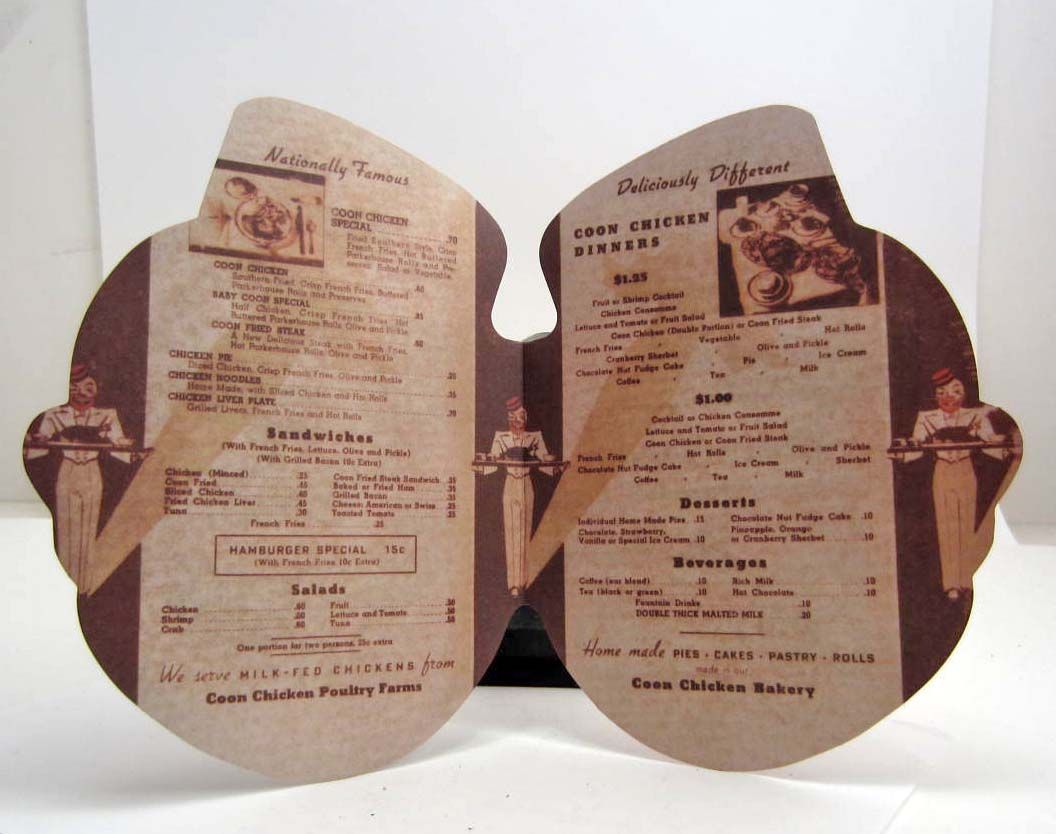 BLACK AMERICANA COON CHICKEN INN DIE CUT FACE MENU COLLECTIBLE