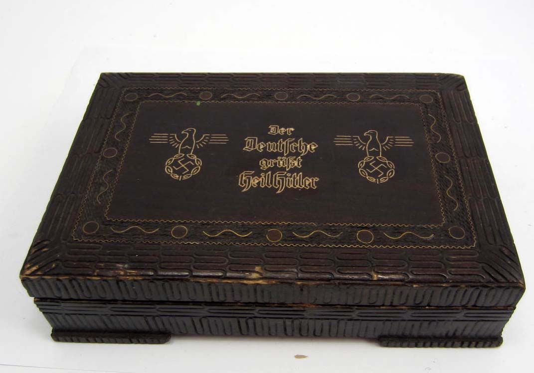 GERMAN NAZI CARVED WOODEN TRINKET BOX