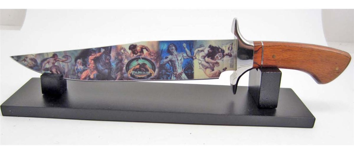 6133 - ROUGH RIDER 100TH ANNIVERSARY TARZAN BOWIE KNIFE W/ DISPLAY STAND