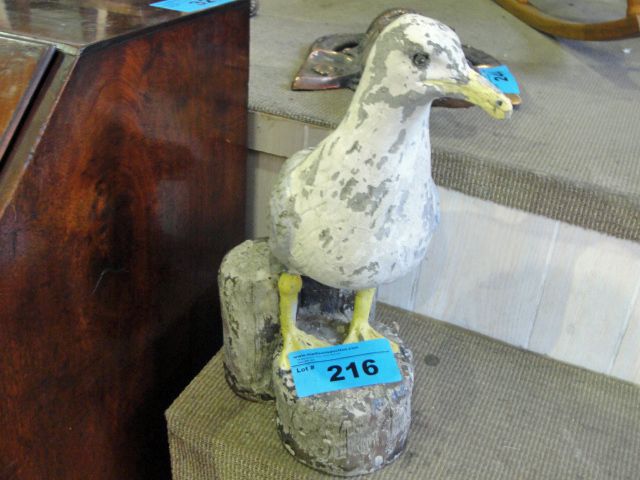 Solid concrete seagull yard ornament