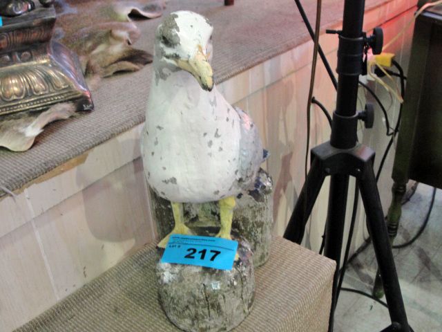 Solid concrete seagull yard ornament