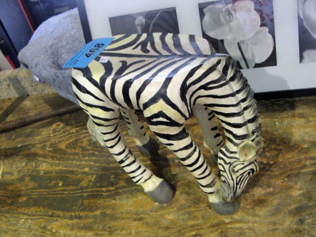 Small wooden zebra plant stand
