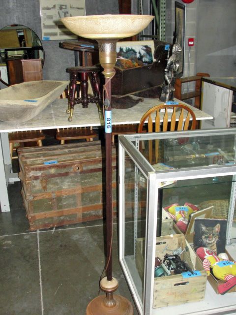 Torcher floor lamp with glass shade circa 1920
