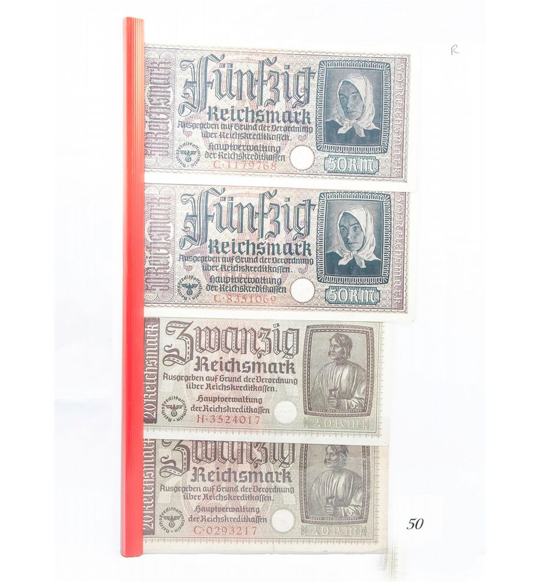 WW2 Reichsmark Nazi Germany Bills x4