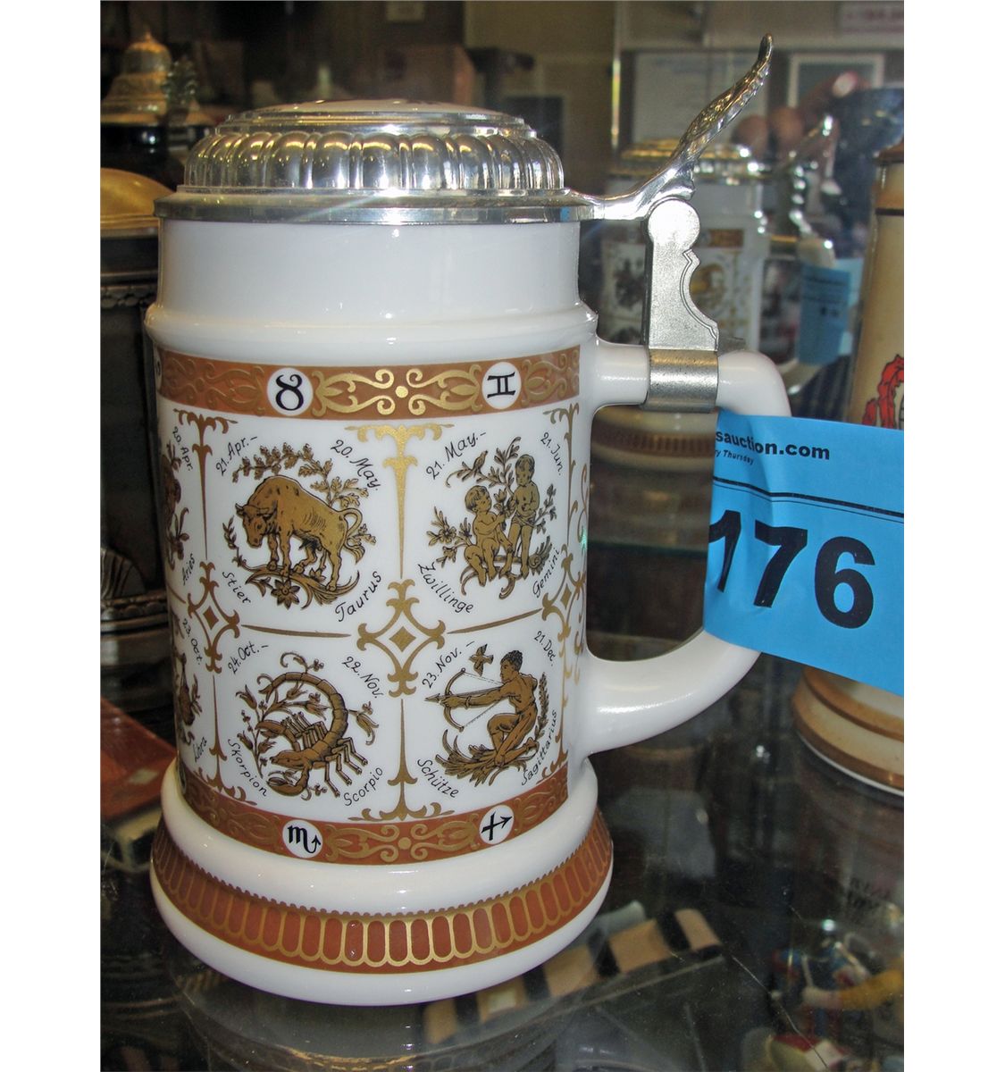 German made signs of the zodiac beer stein