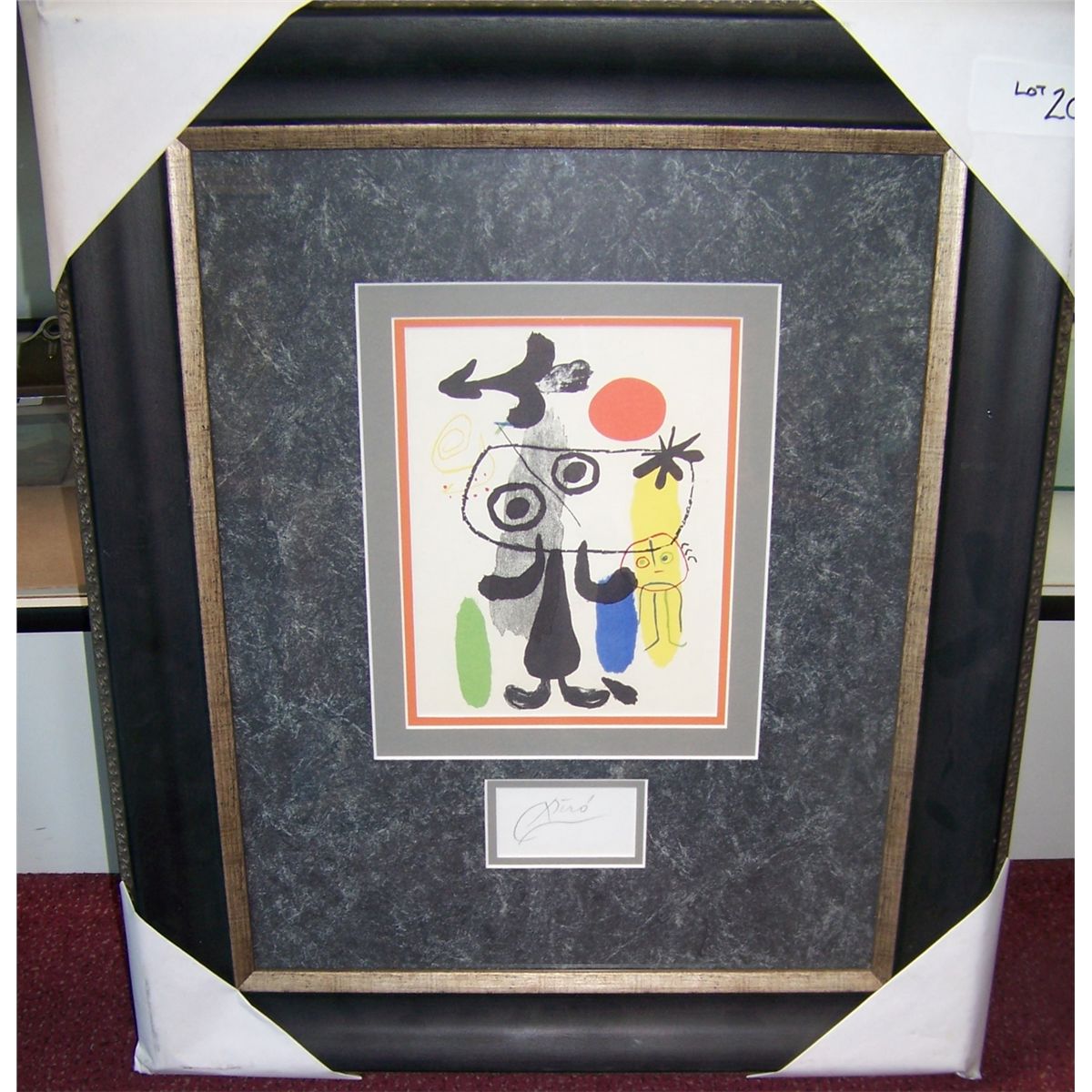 JOAN MIRO, ORIGINAL LITHOGRAPH, CUSTOM FRAMED PENCIL SIGNED 26T X 22W