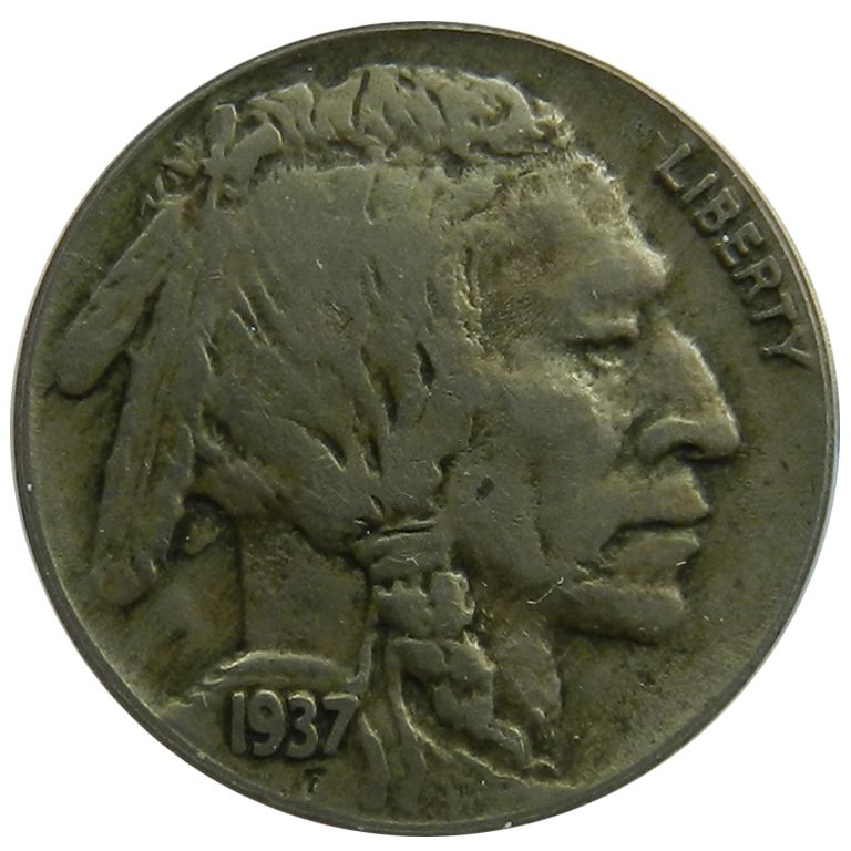 Buffalo Nickel, 1937-D 3 Legged Buffalo, Key variety, ANACS VF35