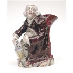 A late 18th century Staffordshire pottery character jug, The Night ...