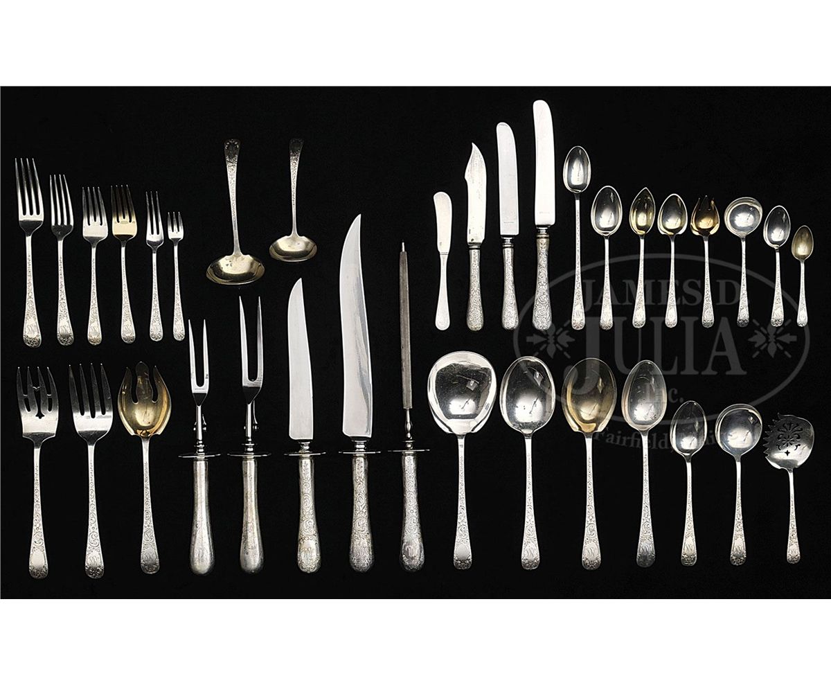 OUTSTANDING & LARGE CASED STERLING FLATWARE SET BY GORHAM MFG IN ...