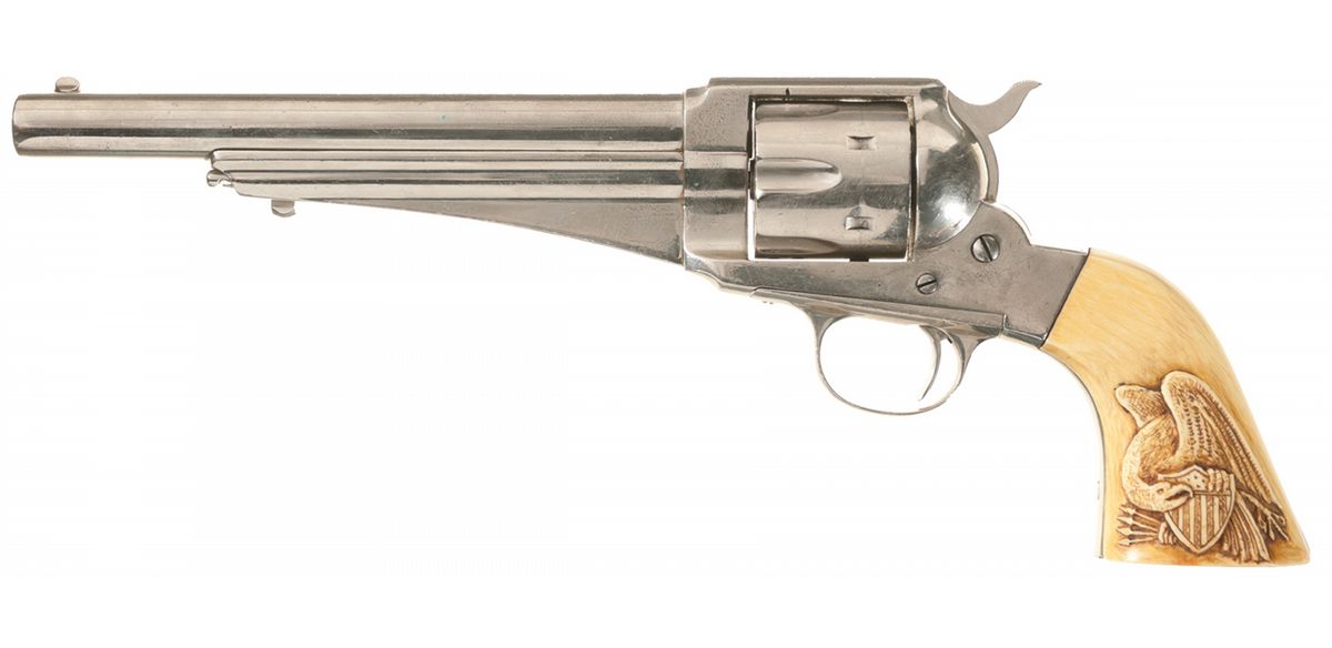 Remington Model 1875 Single Action Army Revolver with Carved Ivory Grips