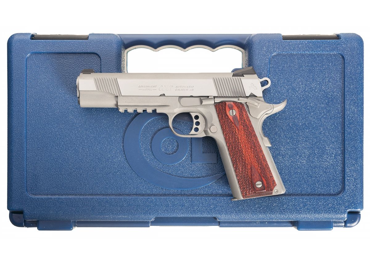 Colt Government Model Rail Gun Semi-Automatic Pistol with Case and ...