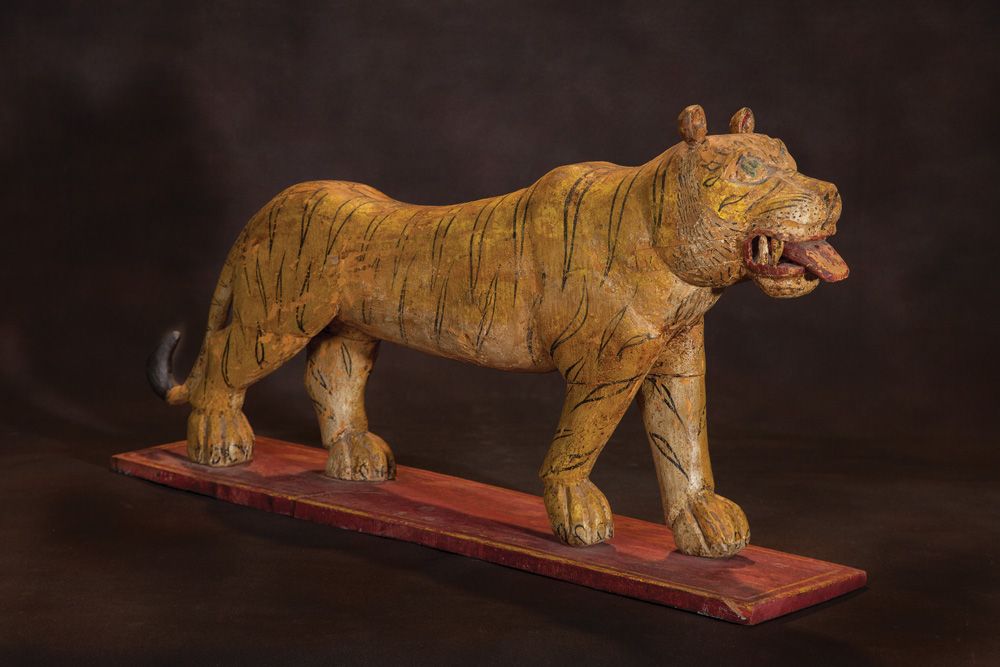 Faro Tiger Advertising Wood Carving
