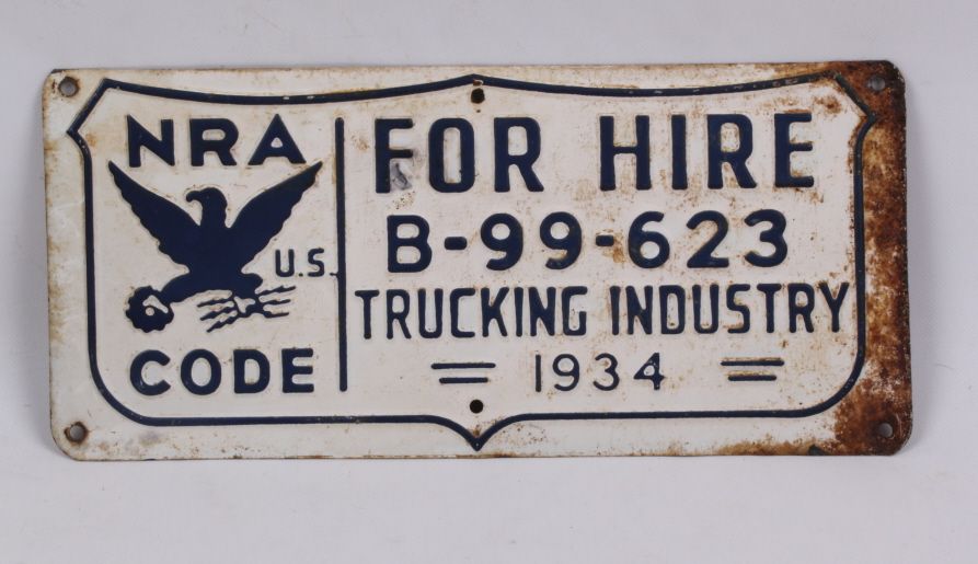 1934 NRA Code License Plate