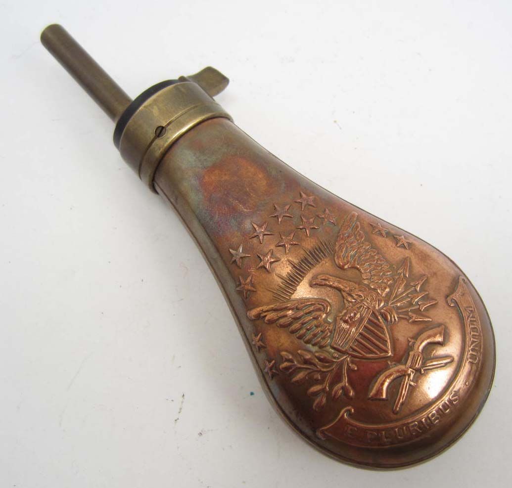 OLD WEST COLT POCKET MODEL PISTOL EAGLE GUN POWDER FLASK