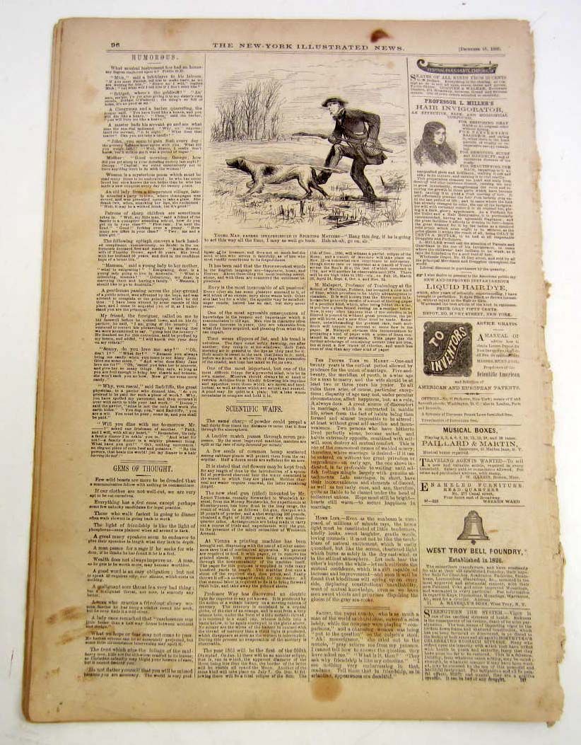 1860 NEW YORK ILLUSTRATED NEWS NEWSPAPER SECTION - PRE CIVIL WAR!