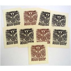 LOT OF 9 GERMAN NAZI ADOLF HITLER EXLIBRIS CARDS