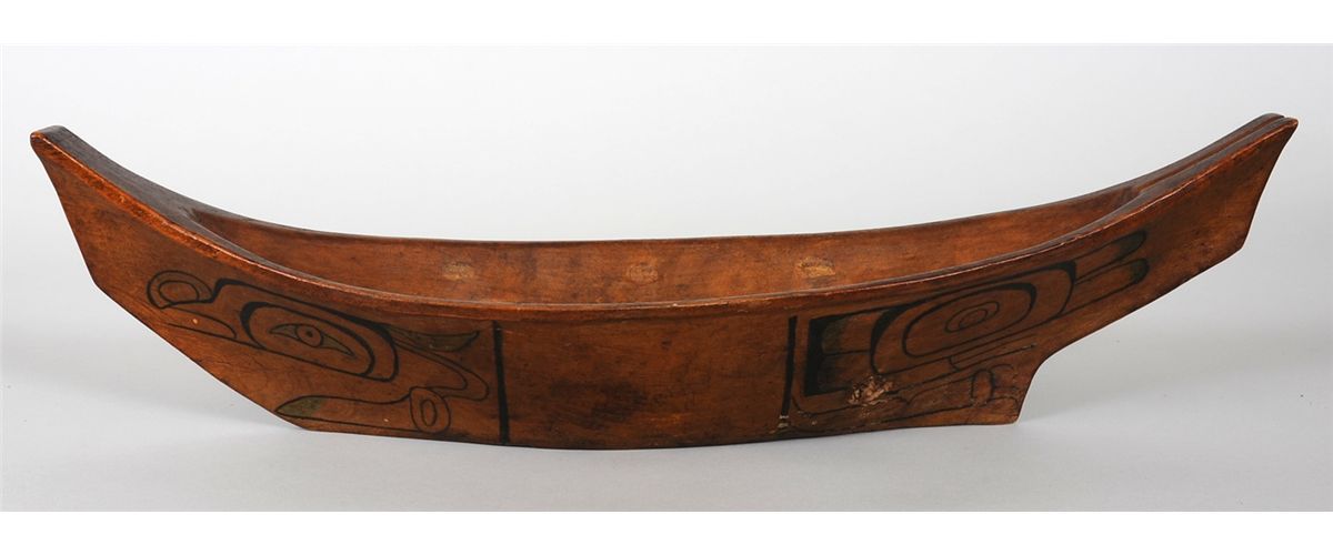Haida Canoe with Pained Design 19" L. 5 1/4" L. Good Condition