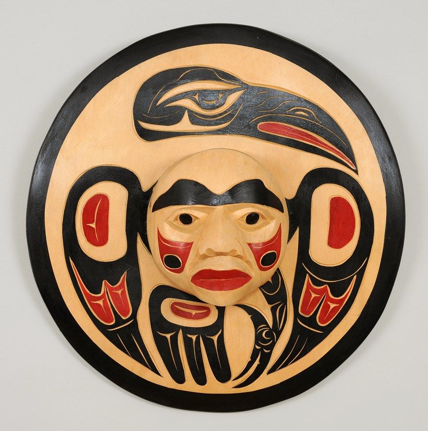 Salish Raven Stealing the Moon Mask Carved by Steve Charlie 24" D. Good ...