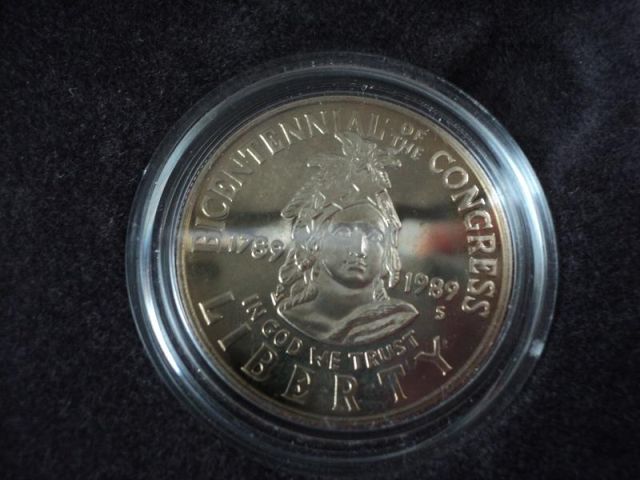 1989 US Congressional Coin Set, (1) Liberty Silver Dollar, (1) Liberty ...