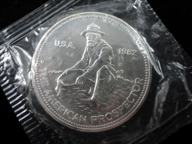 1982 American Prospector Coin, 1 Troy Ounce .999 Silver, Engelhard PID ...