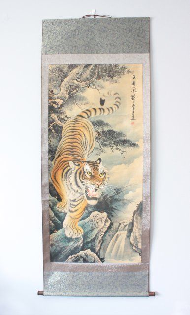 Chinese scroll depicting "Tiger" signed