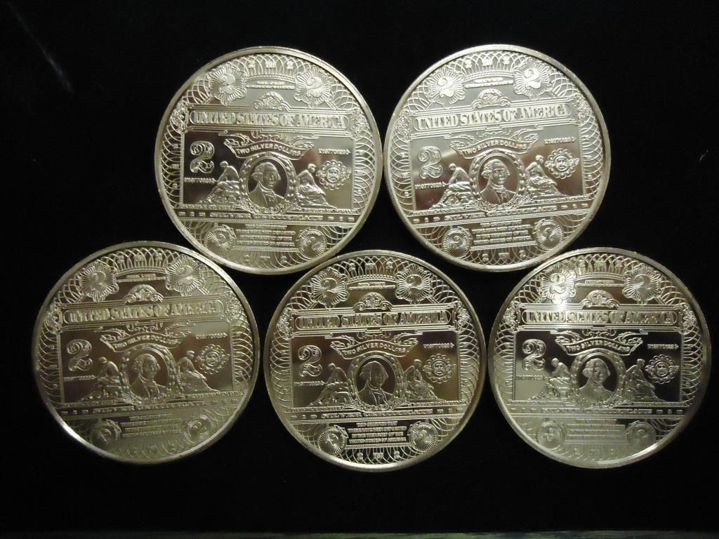 5-1 OUNCE COPPER ROUNDS $2 BANK NOTE SERIES