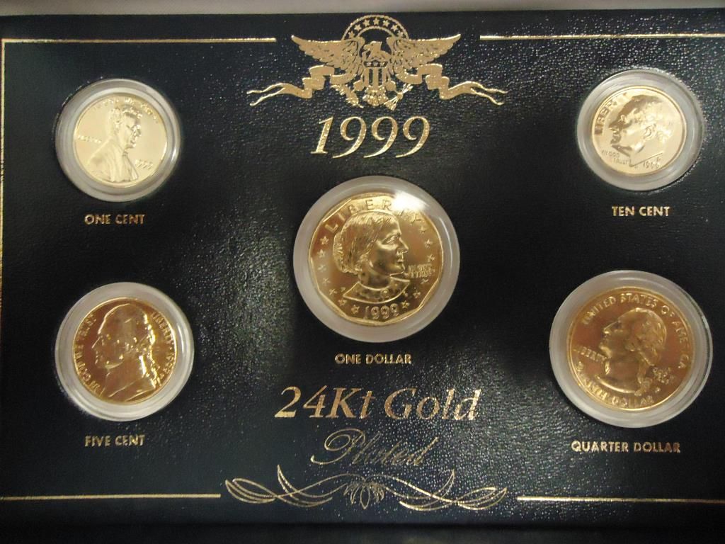 1999-24KT GOLD PLATED US COIN SET (AS SHOWN)