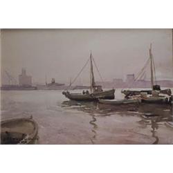 CEFERINO OLIVE ( Reus, 1907 - Tarragona, 1995 ). "Vista de Puerto ...