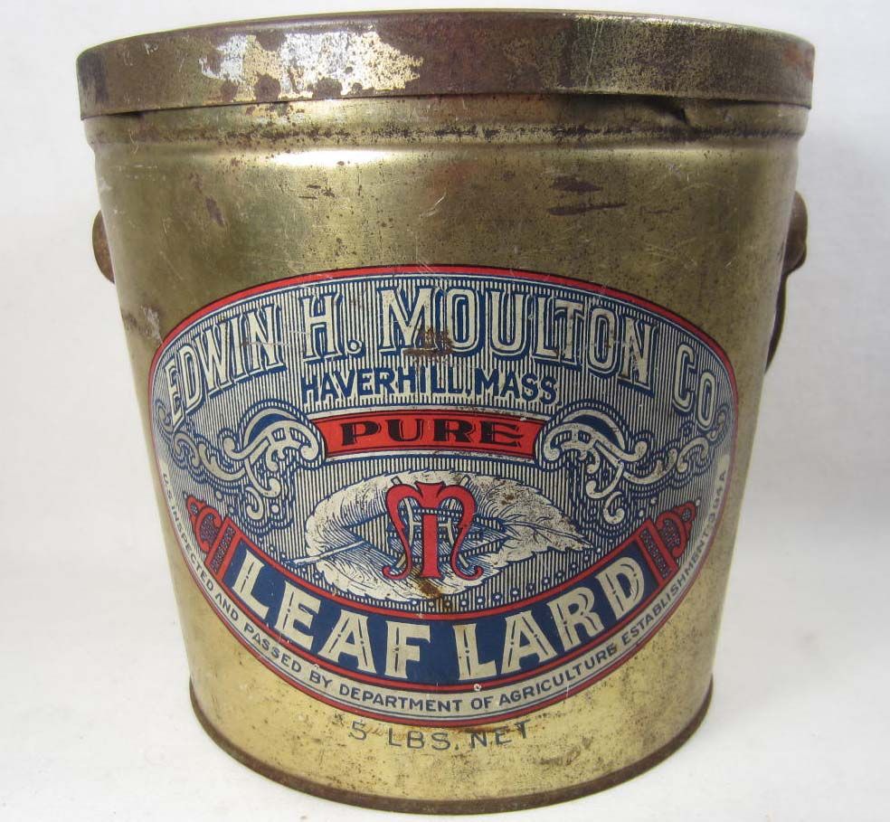 VINTAGE LEAF LARD ADVERTISING PAIL STYLE TIN - 6.25" TALL