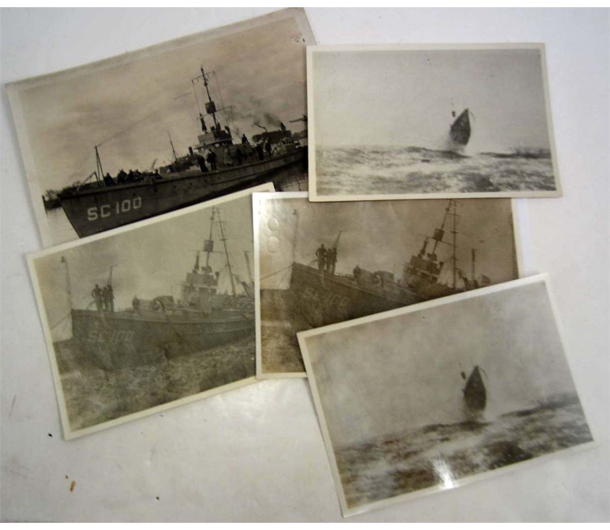 LOT OF 5 VINTAGE WW1 SUBMARINE CHASER SC100 BOAT SHIP PHOTOS