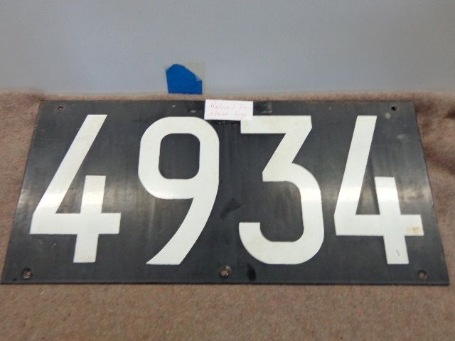 Vintage Railroad Train Number Sign #4934