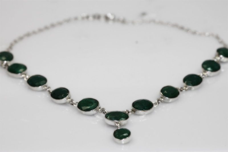 Emerald 31.69g Necklase Sterling Silver