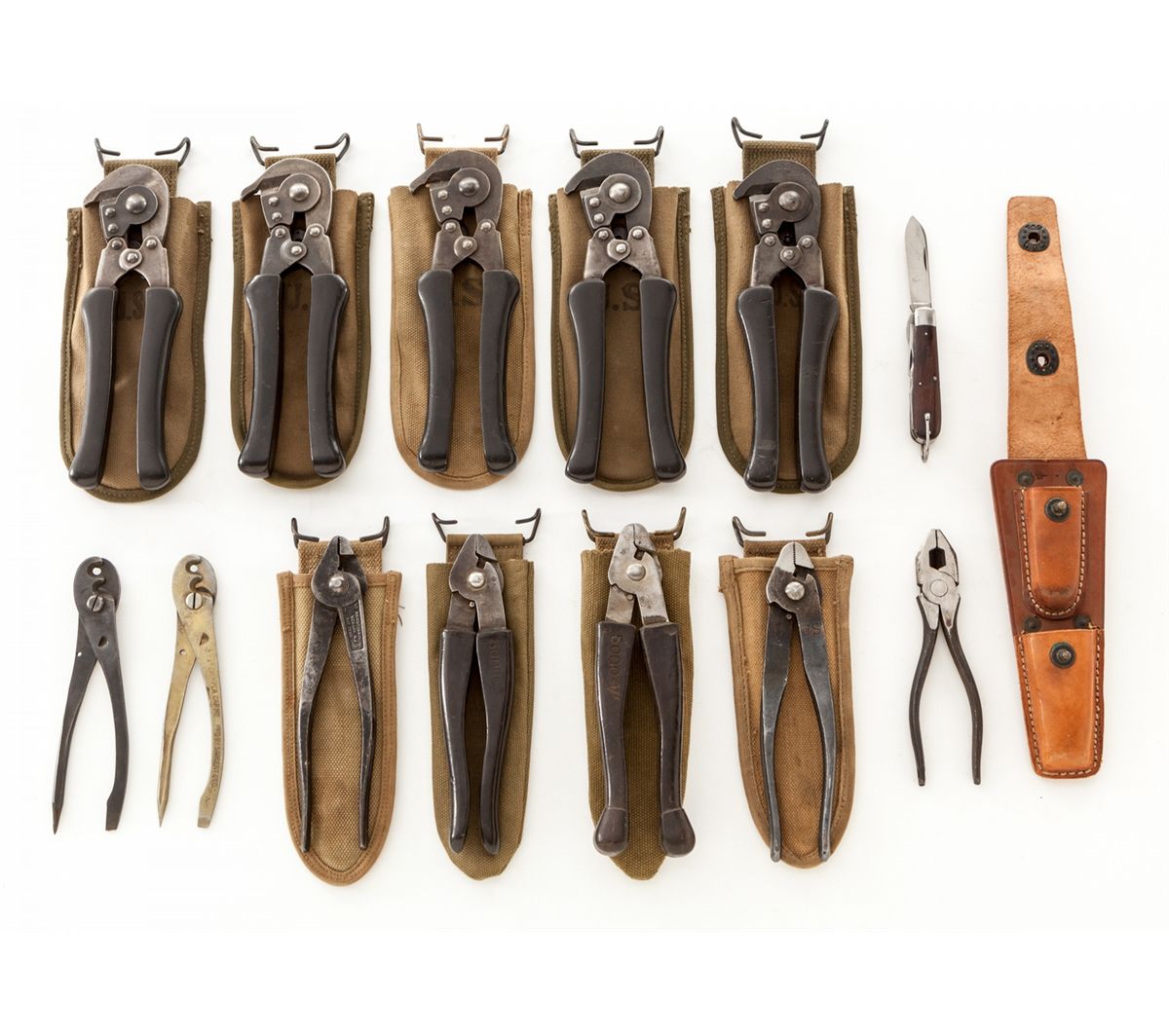 Lot of 12 20th C. U.S. Mil. Wirecutters & Tools