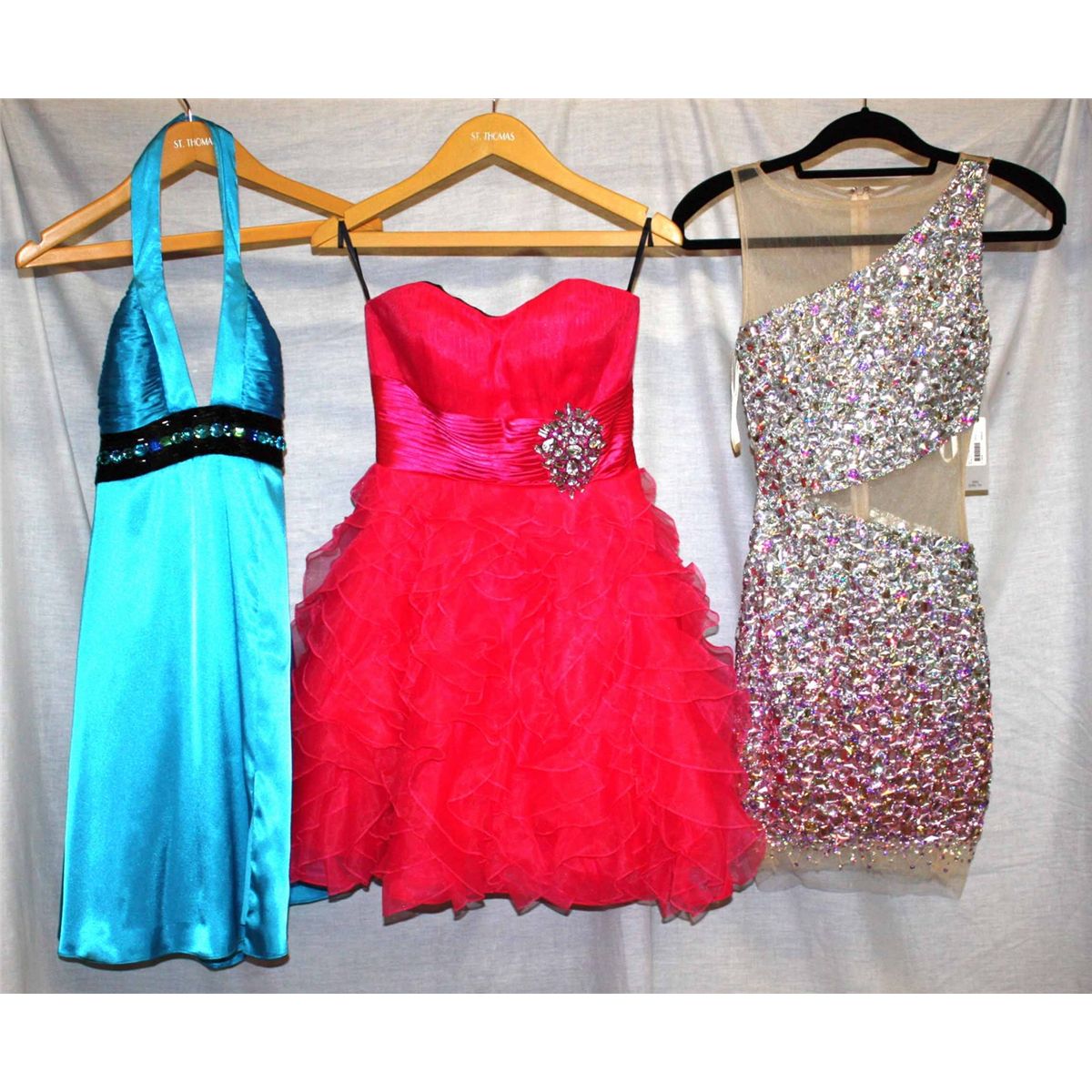 Lot [3] DRESSES: [1] Jovani open waist dress, size 0, [1] Jovani ...