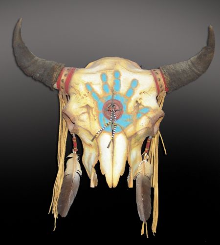 Painted Buffalo Skull
