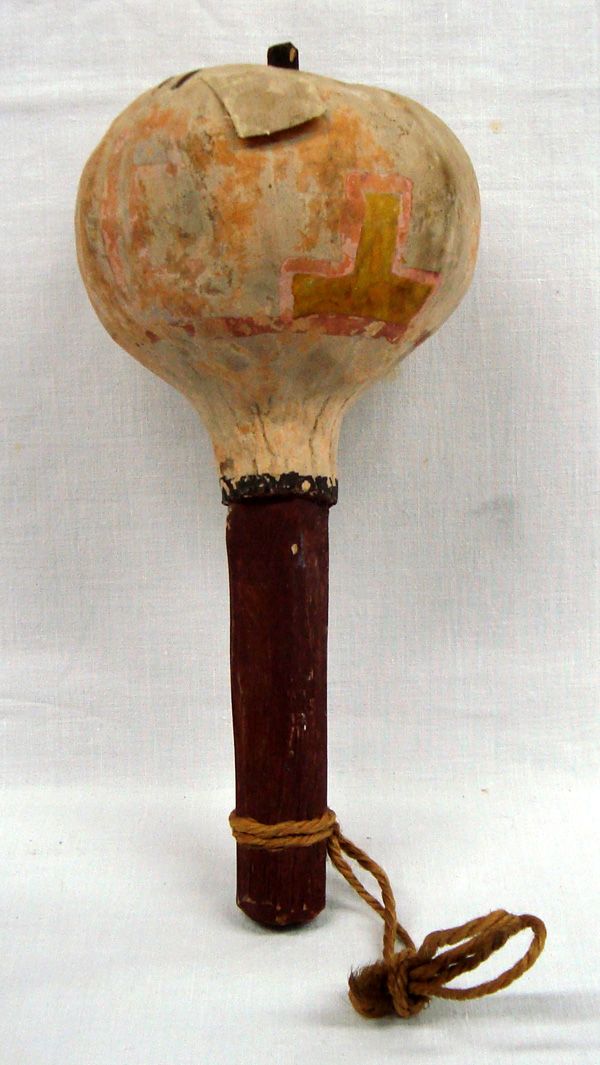 Antique Hopi Painted Gourd Rattle