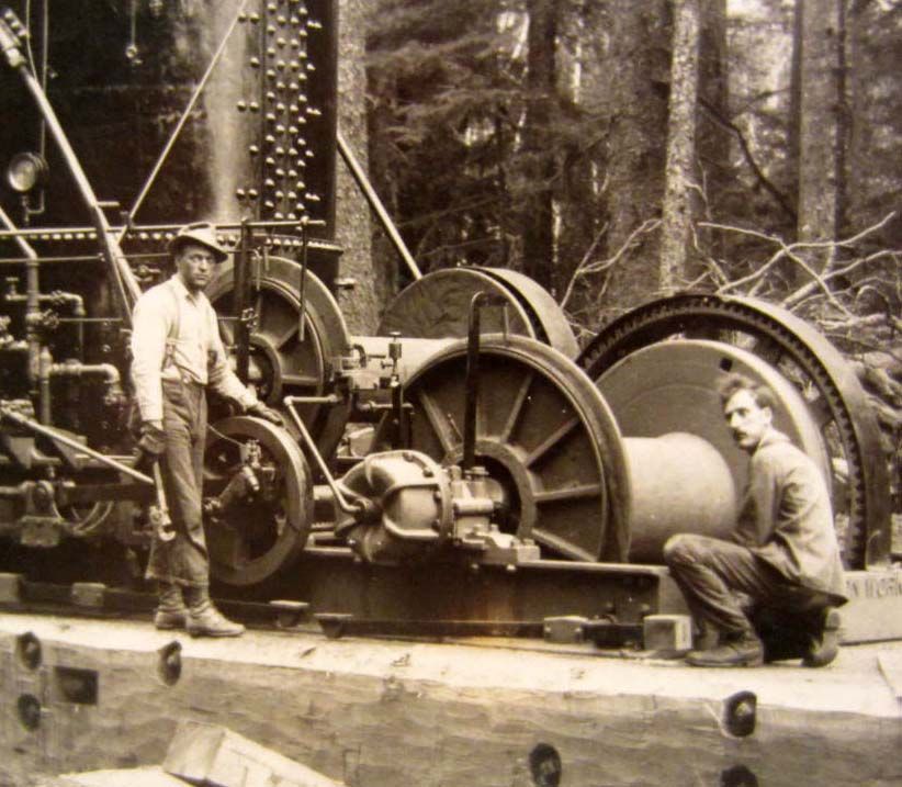 EARLY MOUNTED PHOTO OF LOGGERS AT SHOALTZ LOGGING CAMP HOQUIAM RIVER ...