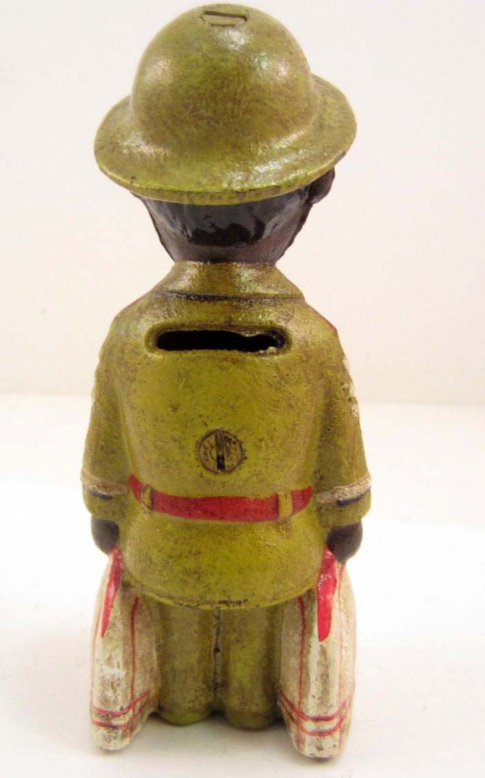 BLACK AMERICANA CAST IRON SOLDIER BANK
