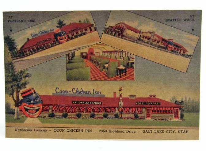 5886 - BLACK AMERICANA COON CHICKEN INN POSTCARD COLLECTIBLE