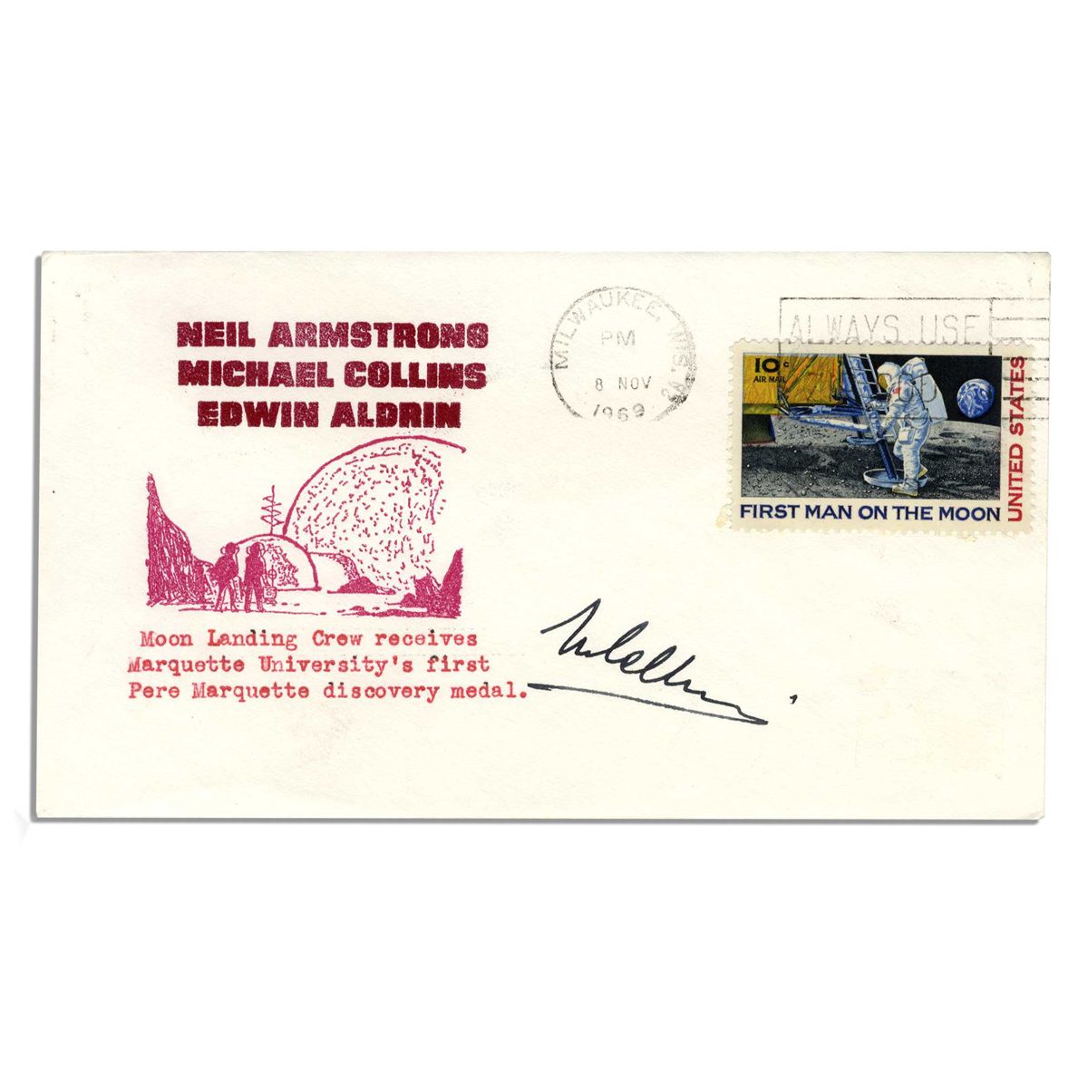 Apollo 11 Astronaut Michael Collins Signed Cover