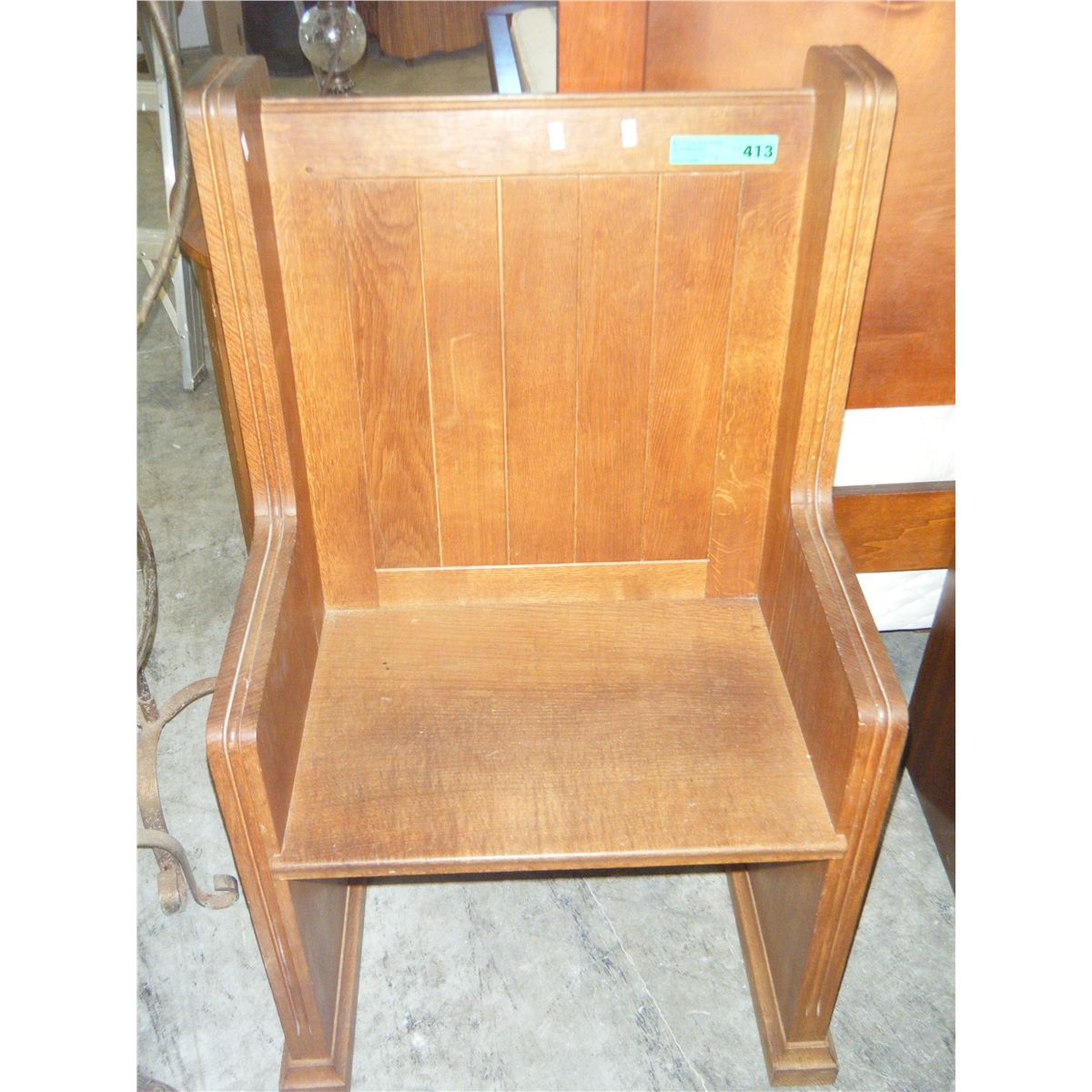 Solid oak single pew bench