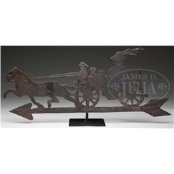 IMPORTANT SHEET-IRON HORSE DRAWN FIRE ENGINE WEATHERVANE.