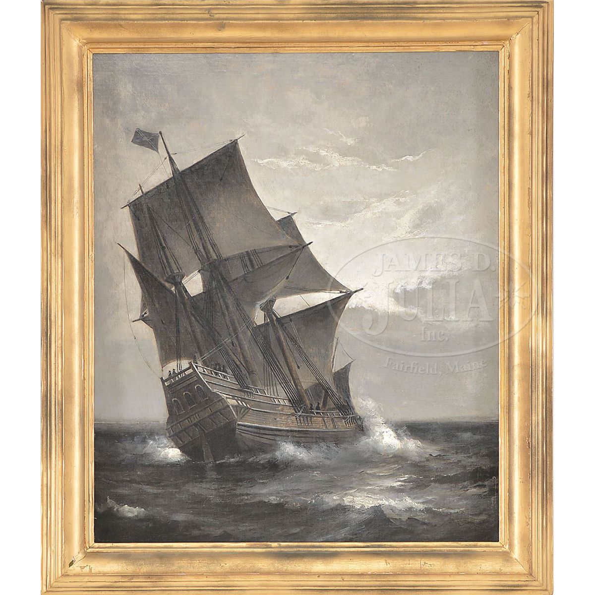 UNSIGNED (19th Century) GALLEON IN ROUGH WATER