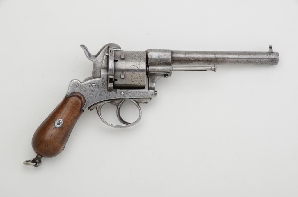 Lefaucheux pinfire revolver, 11mm cal., 5-3/4” barrel, wood grips, # ...